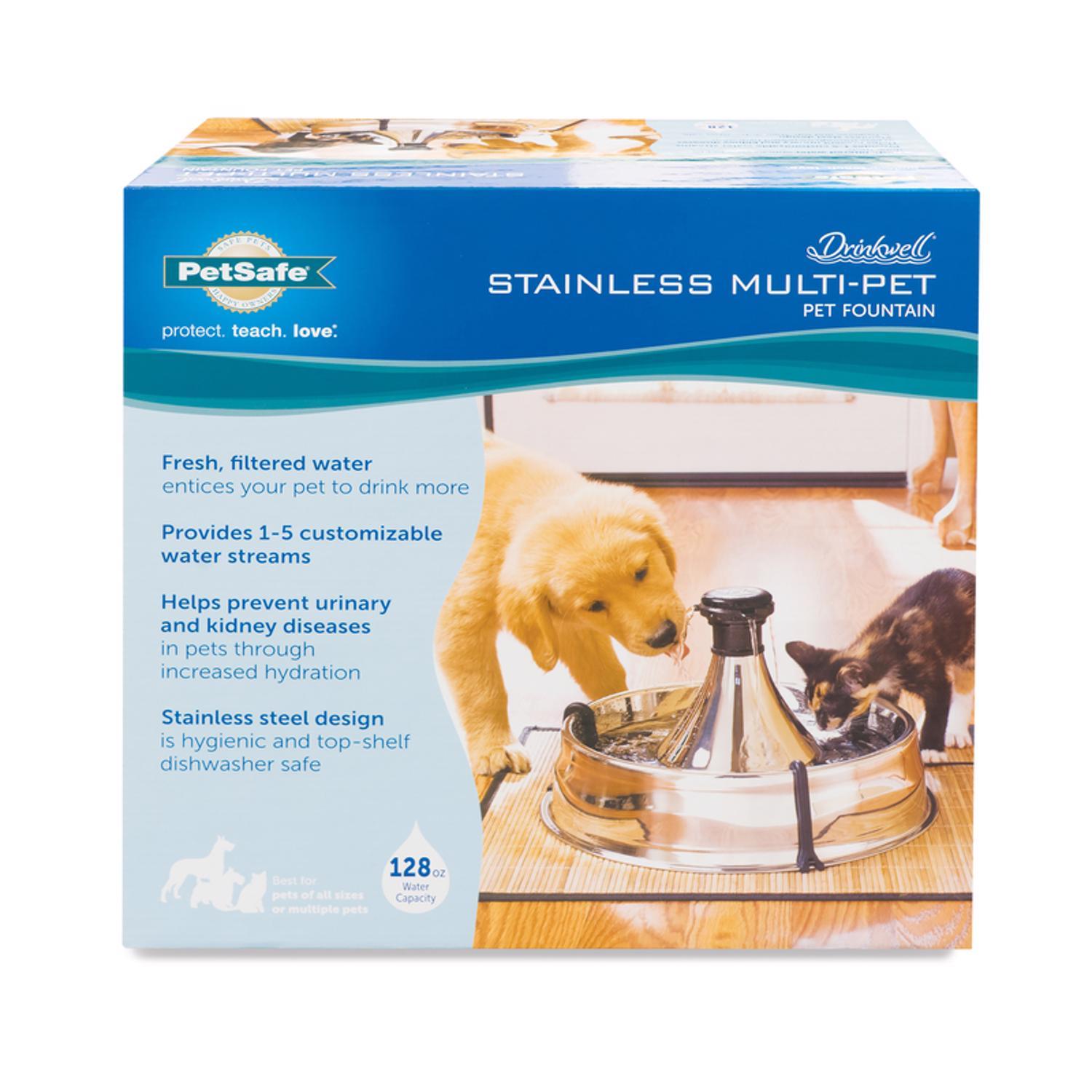 PetSafe Drinkwell Silver Multi-pet Stainless Steel 128 oz Automatic Pet ...