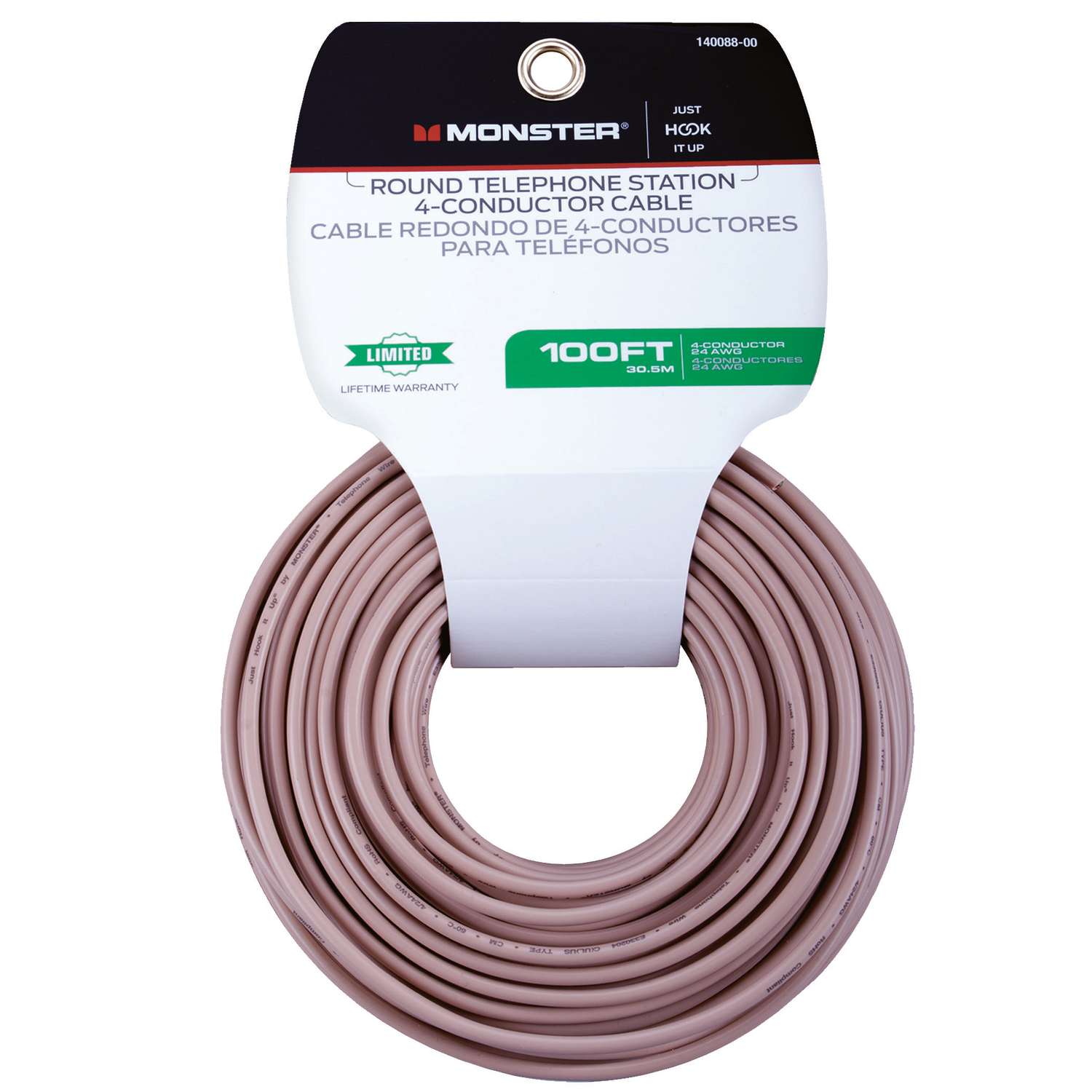 Monster Just Hook It Up 100 ft. L Ivory Telephone Station Wire - Ace ...