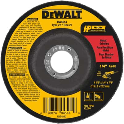 DeWalt High Performance 4.5 in. D X 1/4 in. thick T X 7/8 in. S ...