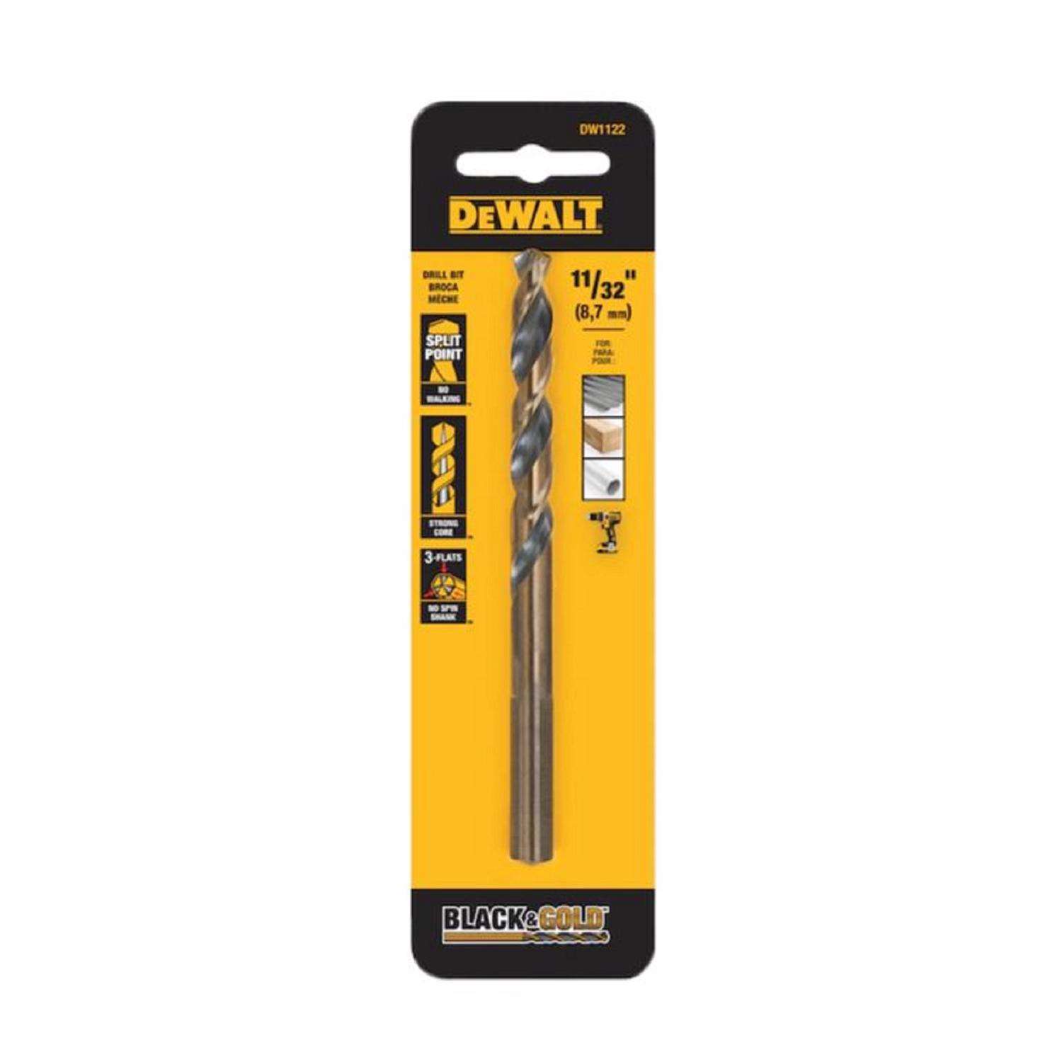 DeWalt Black & Gold 11/32 in. X 4-7/8 in. L High Speed Steel Drill Bit ...