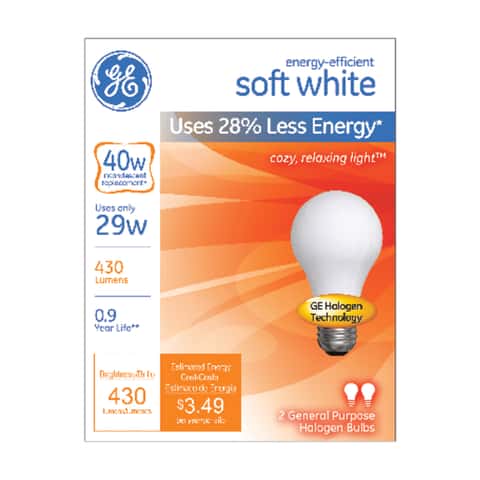 GE 29 W A19 A-Line Halogen Bulb 430 lm Cool White 2 pk - Ace Hardware