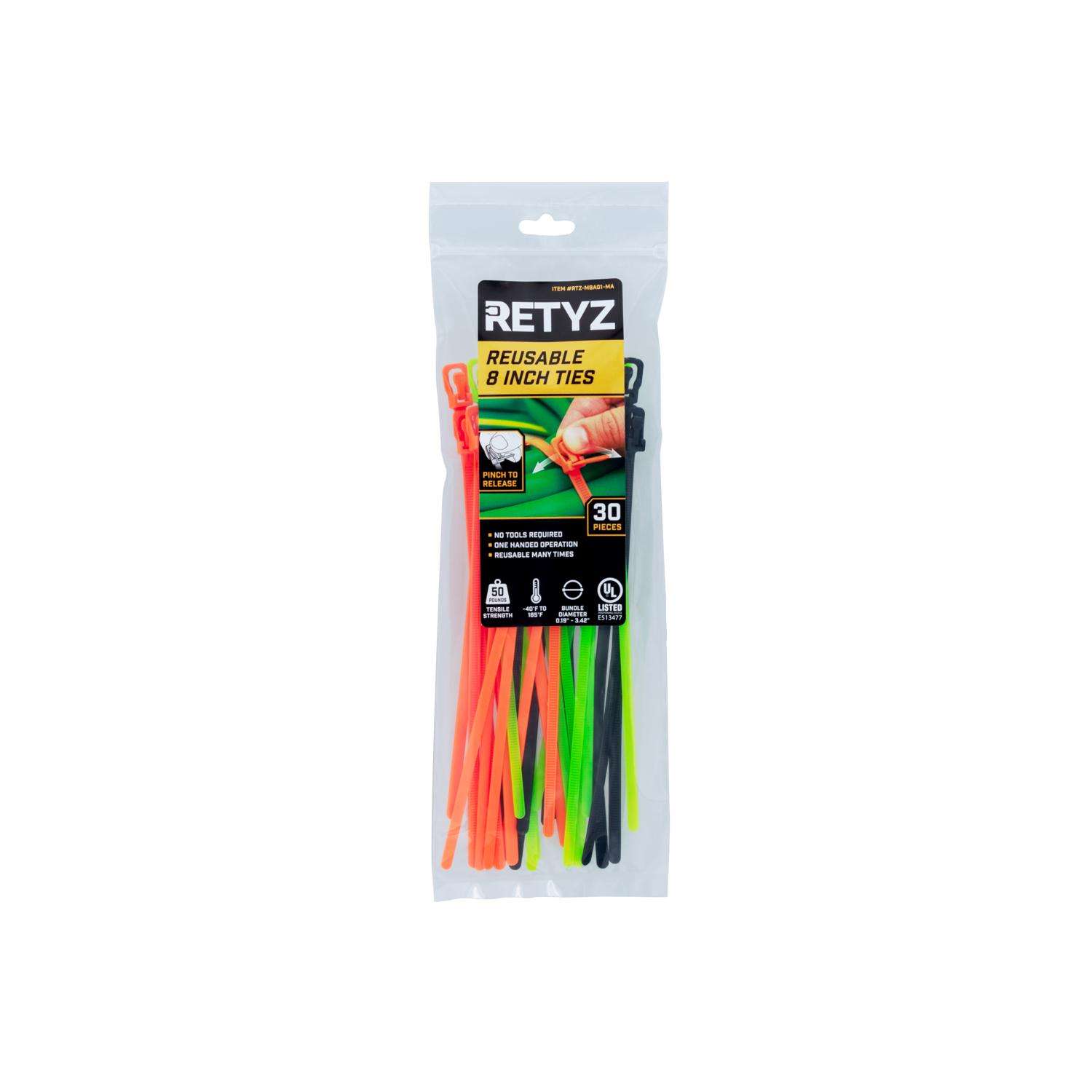 RETYZ EveryTie 8 in. L Assorted Cable Tie 30 pk - Ace Hardware