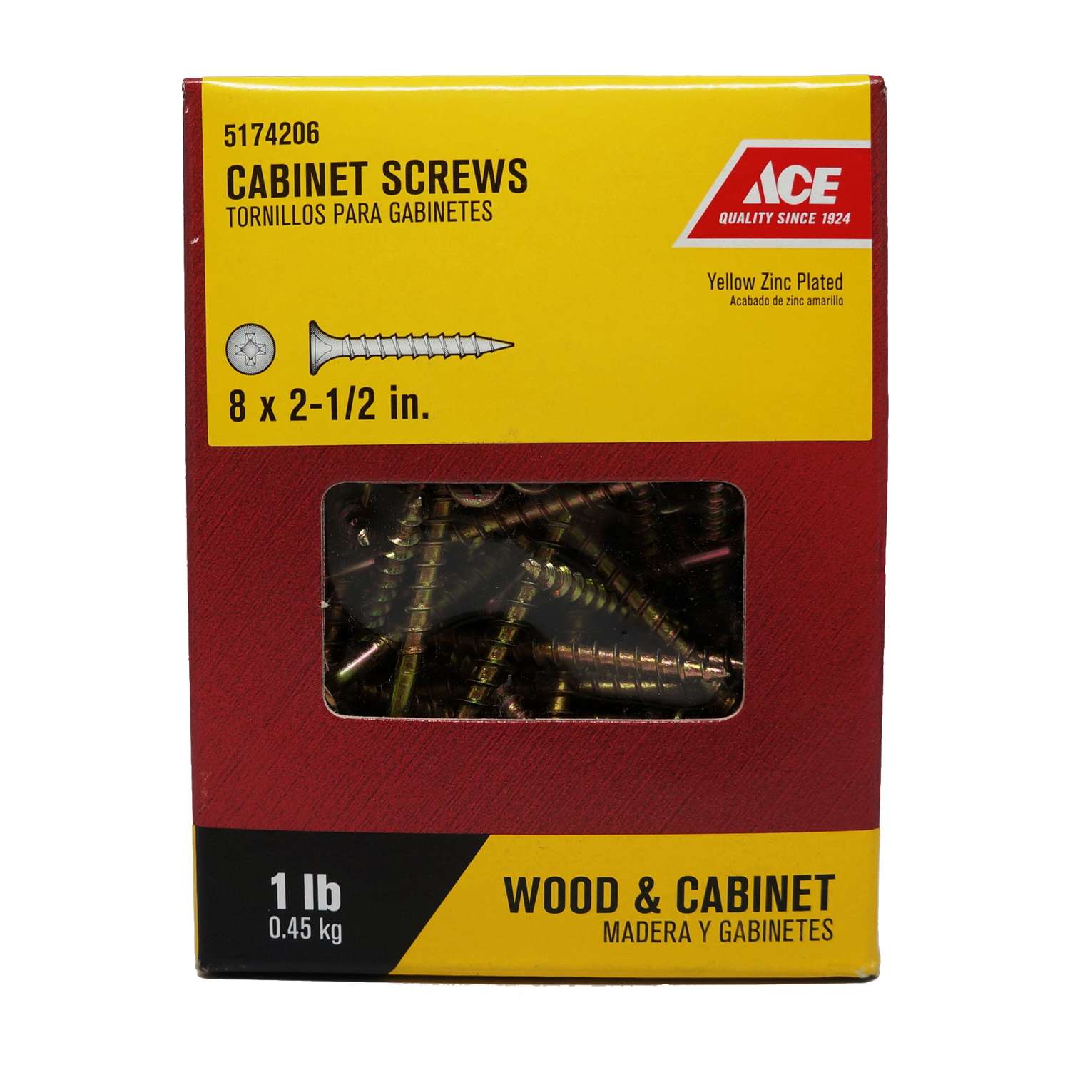 Ace No. 8 X 2-1/2 in. L Phillips Cabinet Screws 1 lb 110 pk - Ace Hardware