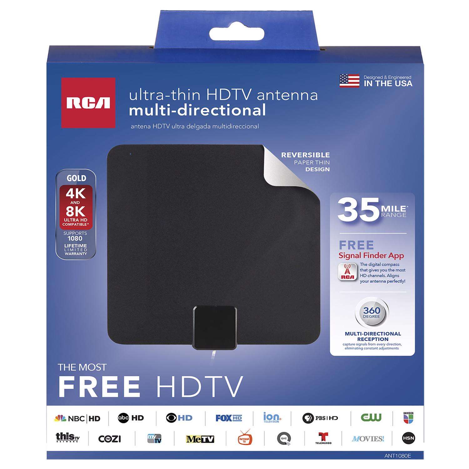 RCA Indoor HDTV/UHF/VHF Flat Antenna 1 pk - Ace Hardware