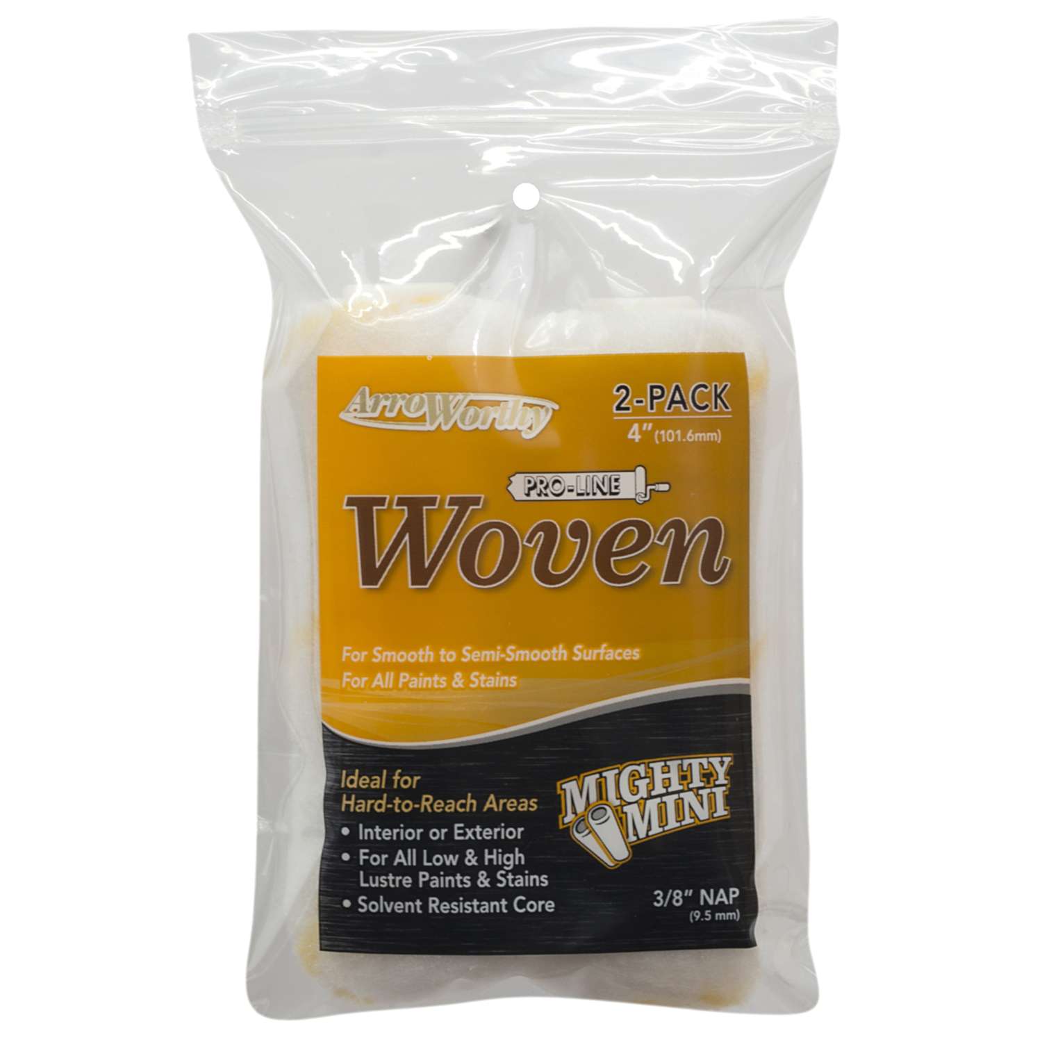 ArroWorthy Pro-Line Woven 4 in. W X 3/8 in. Mini Paint Roller Cover 2 ...