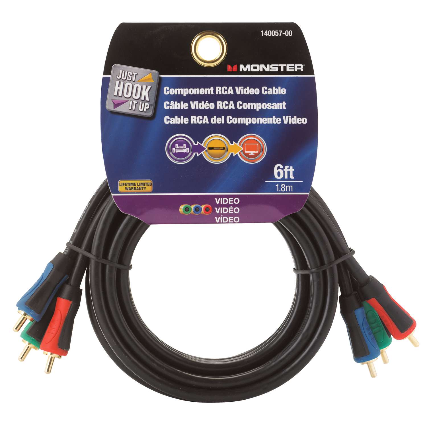 Monster Cable Just Hook It Up 6 ft. L Component RCA Video Cable RCA ...