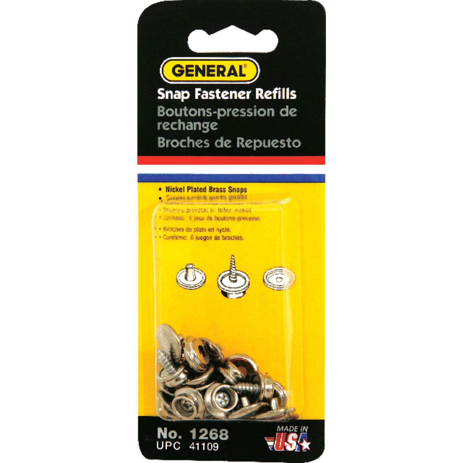 General 3/8 in. D Brass Screw Snap Fastener Refill 6 pk Mfr# 1268 - Ace ...