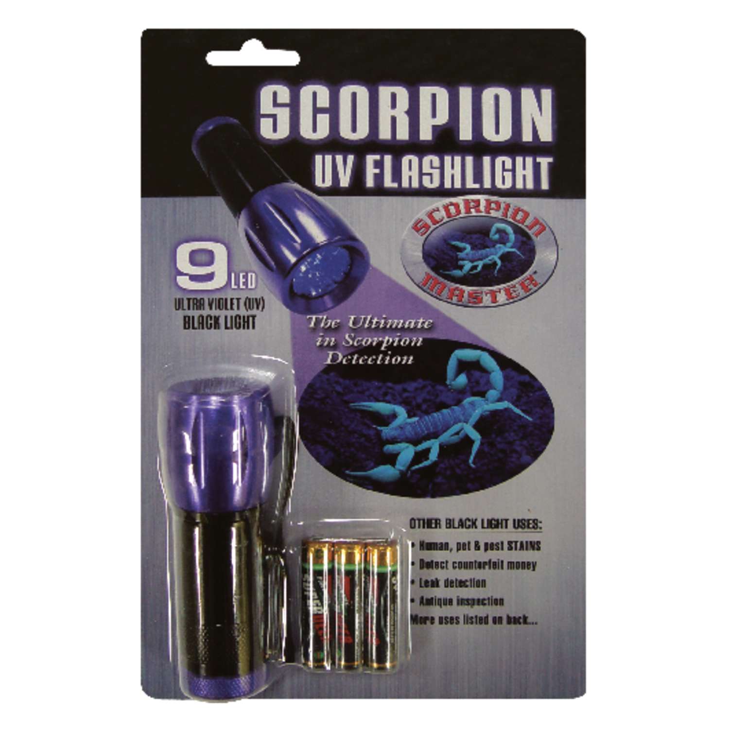 Scorpion 9 LED Black/Purple LED UV Flashlight AAA Battery - Ace Hardware