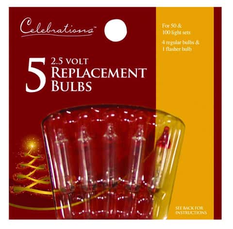 Celebrations Mini Clear 5 ct Replacement Christmas Light Bulbs - Ace ...