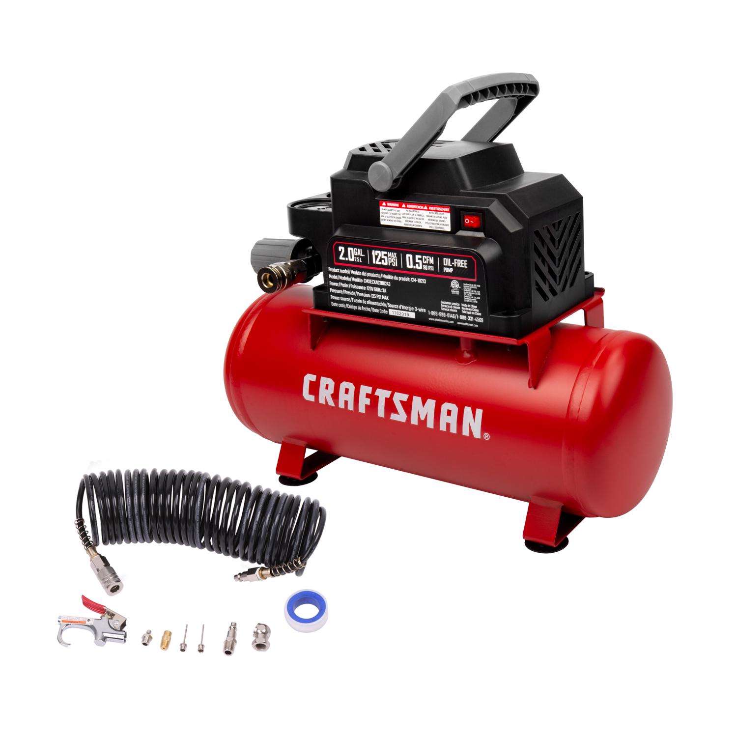 Craftsman 2 gal Horizontal Portable Air Compressor 125 psi 0.33 HP ...