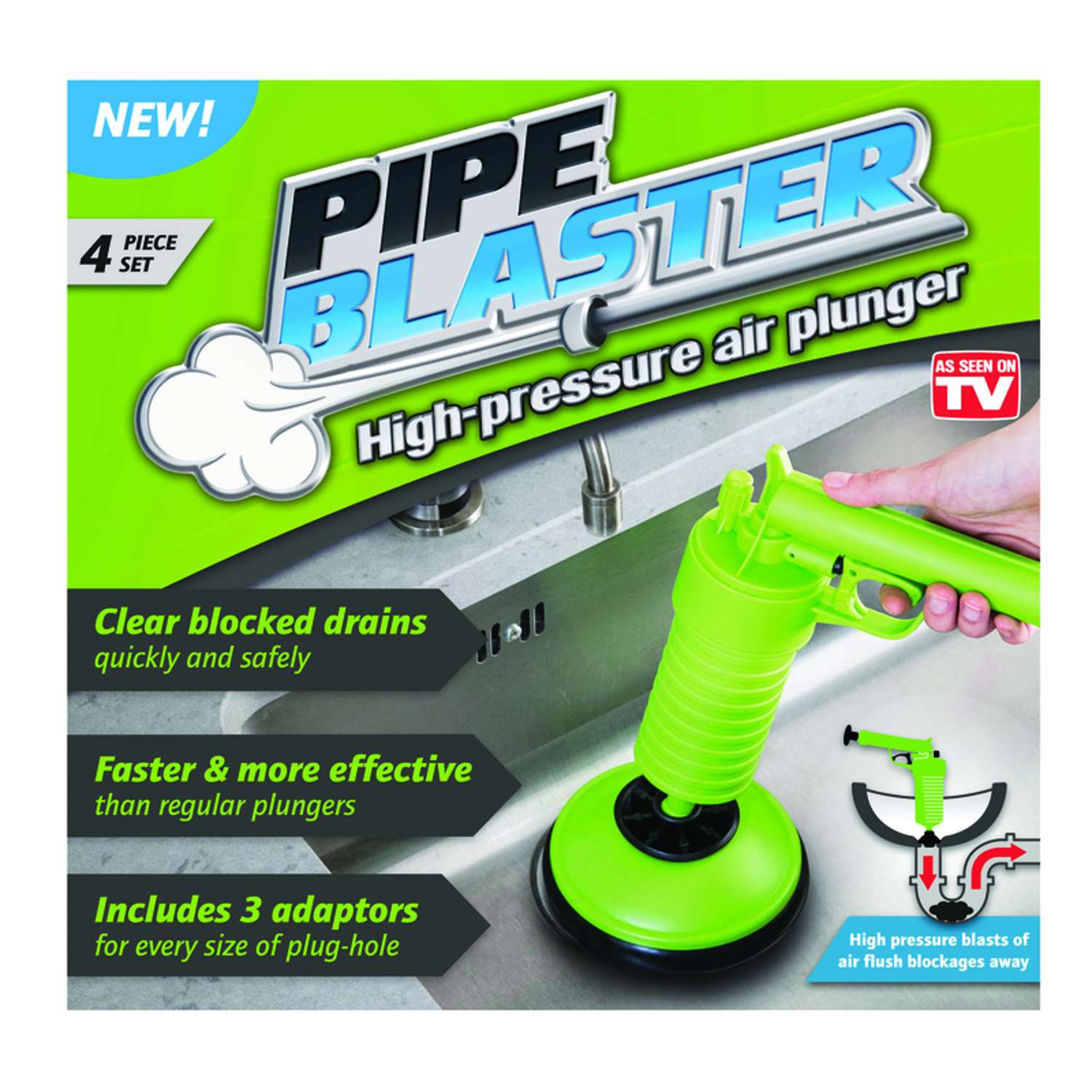 Pipe Blaster As Seen On TV High Powered Air Plunger 8.13 in. L X 5.13 ...
