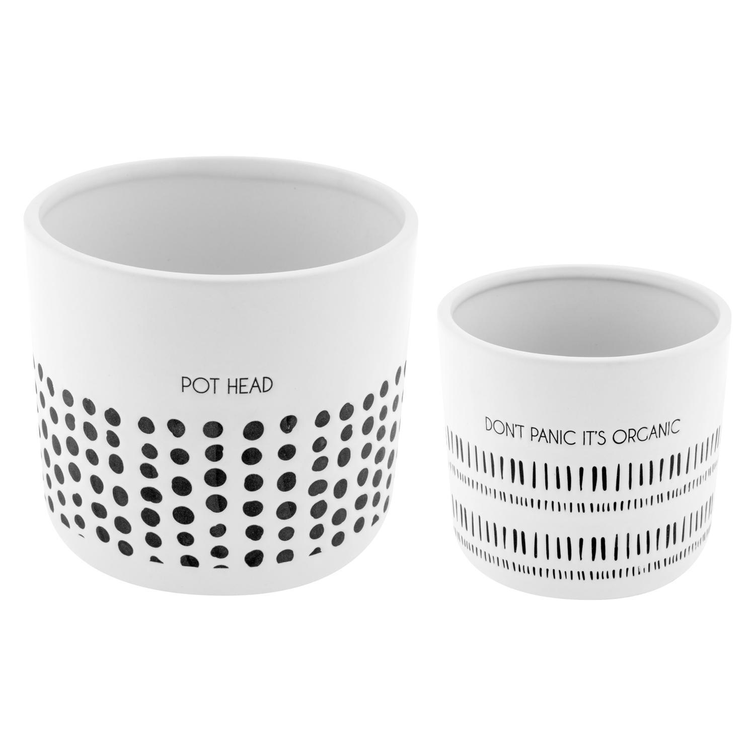 Karma Gifts Milo Ceramic Pot Head Ceramic Pot Black/White - Ace Hardware