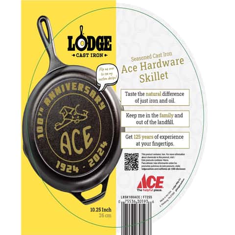 Lodge Ace Hardware 100 Year Anniversary Cast Iron Skillet 10 in. Black ...