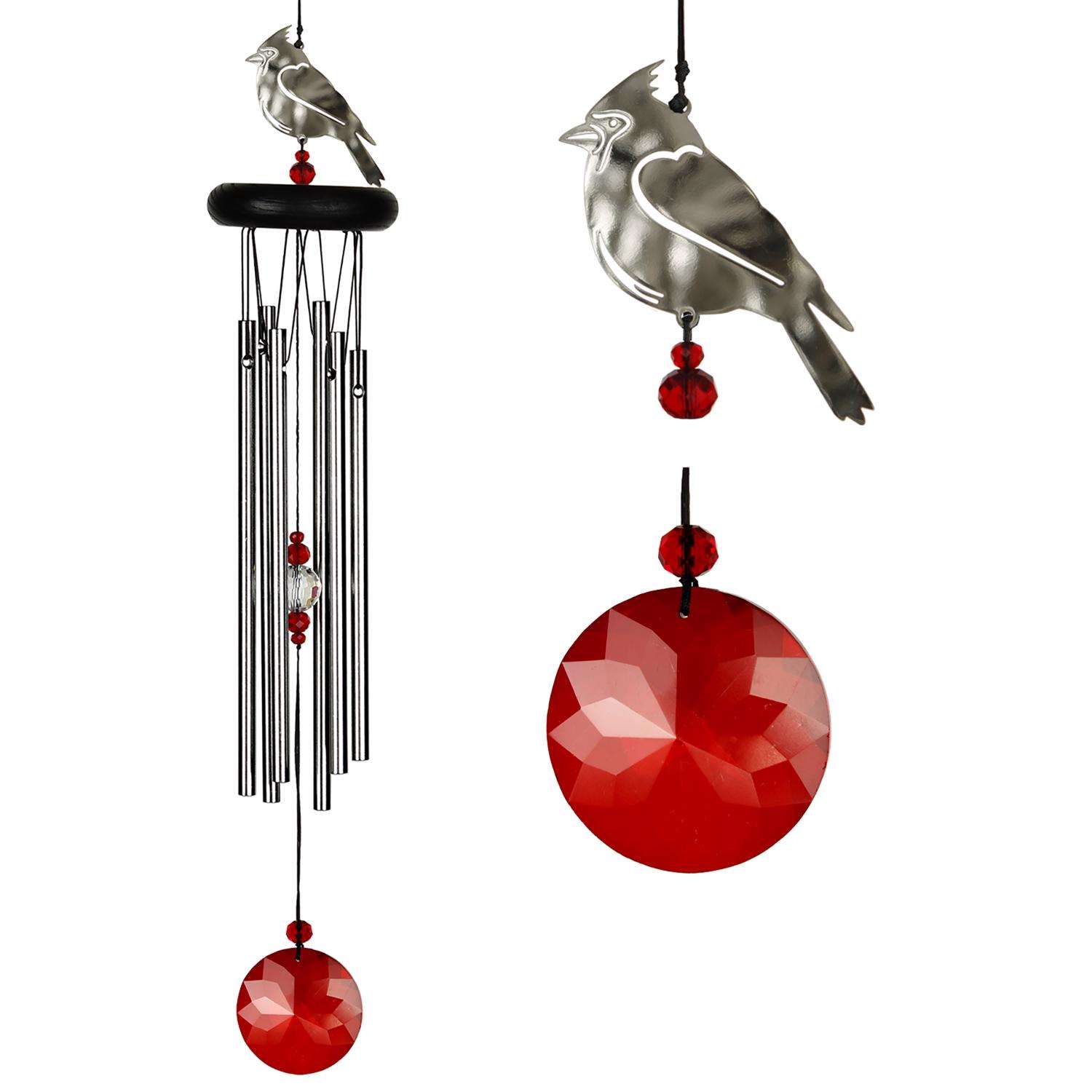 Woodstock Chimes Signature Silver Aluminum/Wood 18 in. Crystal Cardinal ...