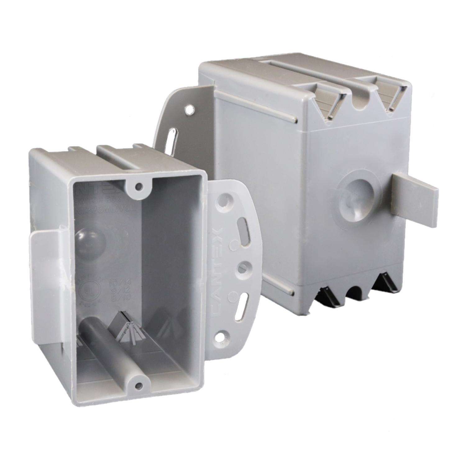Cantex EZ Box New Work 20 cu in Rectangle PVC 1 gang Outlet Box Gray ...