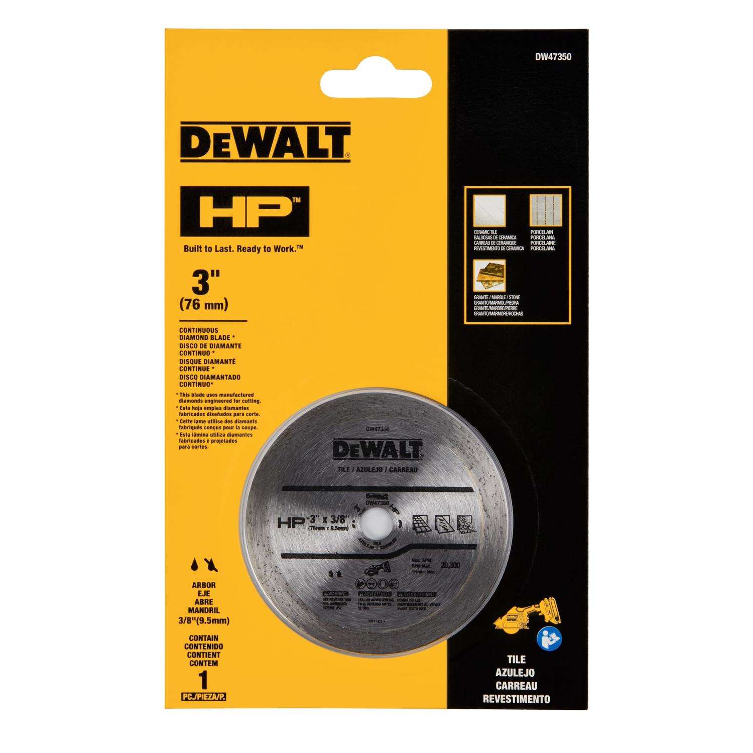 DeWalt 3 in. D X 3/8 in. Diamond/Metal Continuous HP Tile Blade 1 pk ...