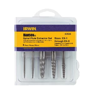 Irwin Hanson 19/64 in. Carbon Steel Spiral Screw Extractor Set 7 in. 5 ...