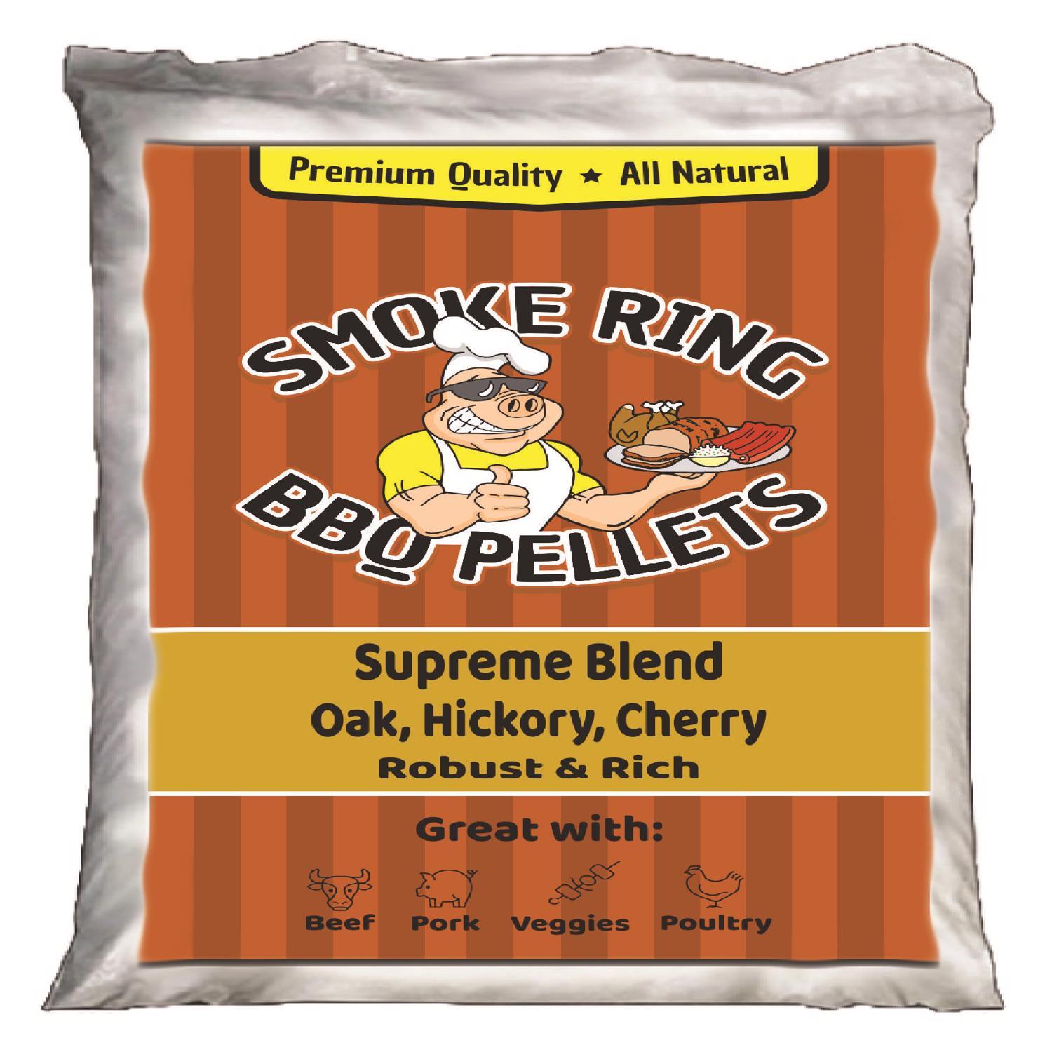Smoke Ring BBQ Pellets Hardwood Pellets All Natural Cherry/Hickory/Oak ...