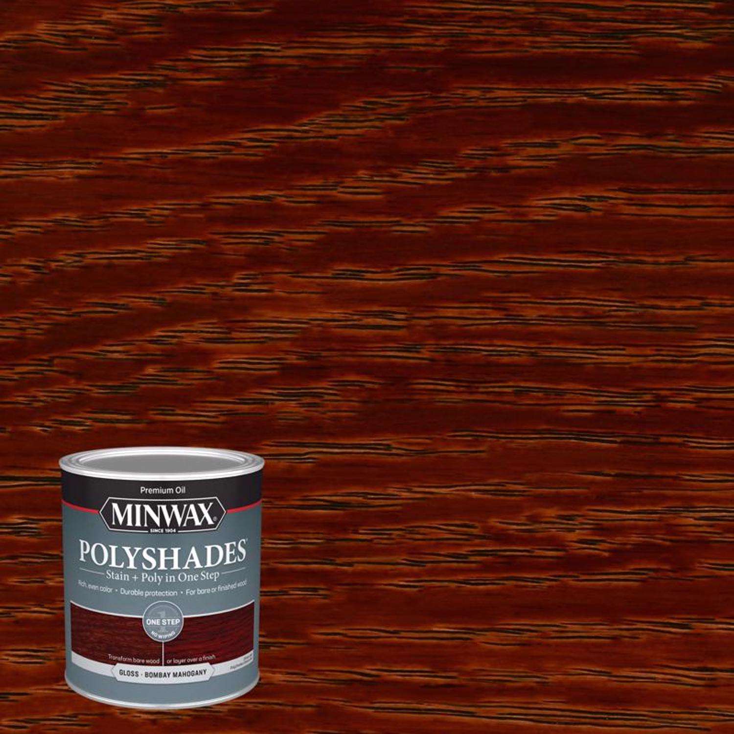 Minwax PolyShades Semi-Transparent Gloss Bombay Mahogany Stain/Polyurethane Finish 1 qt - Ace ...
