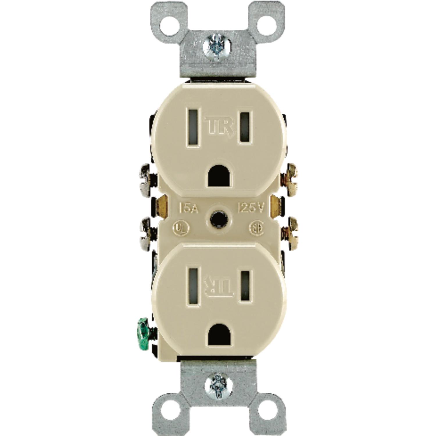 Leviton 15 amps 125 V Duplex Ivory Tamper Resistant Outlet 5-15R 1 pk ...