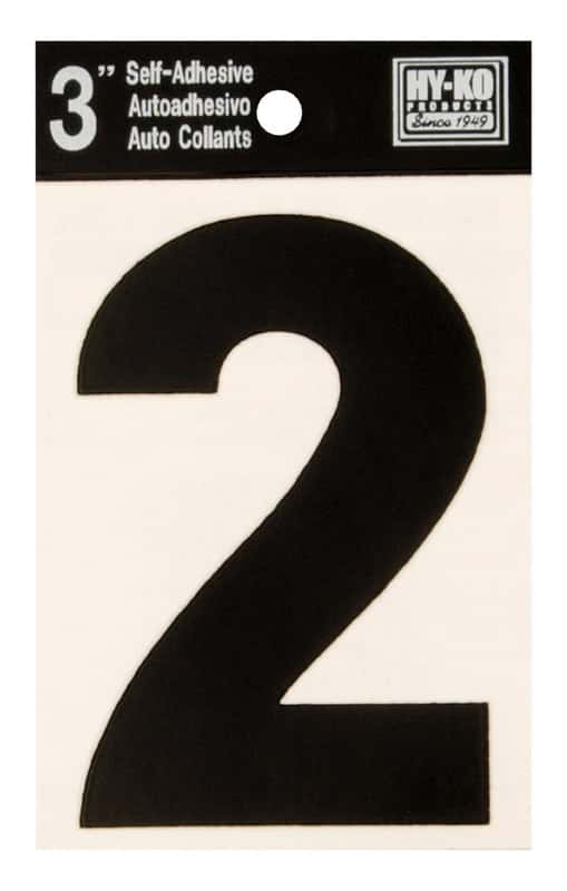 Hy-Ko 3 in. Black Vinyl Self-Adhesive Number 2 1 pc - Ace Hardware