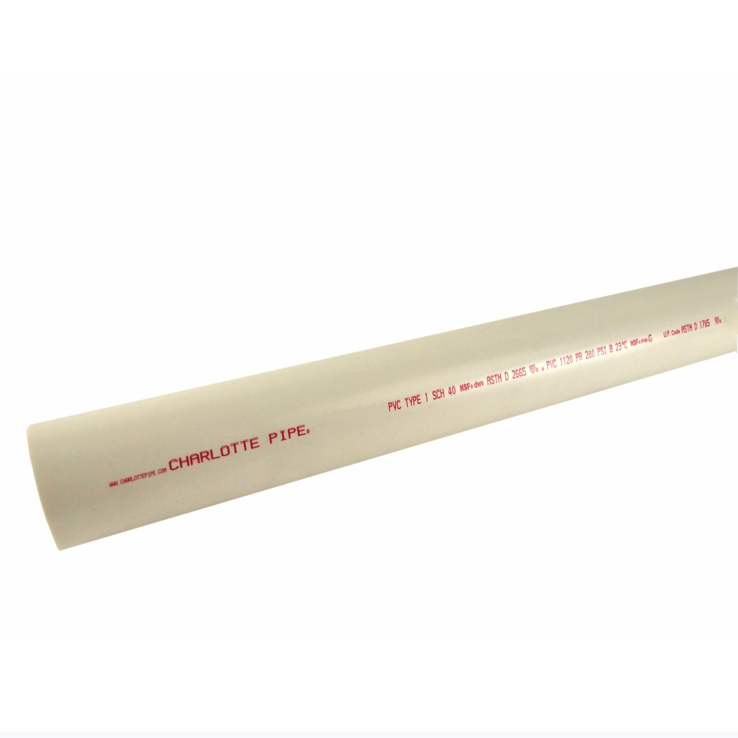 Charlotte Pipe Schedule 40 PVC Dual Rated Pipe 1-1/4 in. D X 10 ft. L ...