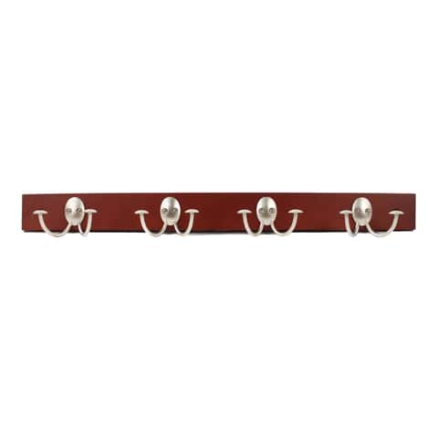 Spectrum 24 in. L Satin Nickel Steel/Wood Hook Rack 1 pk - Ace Hardware
