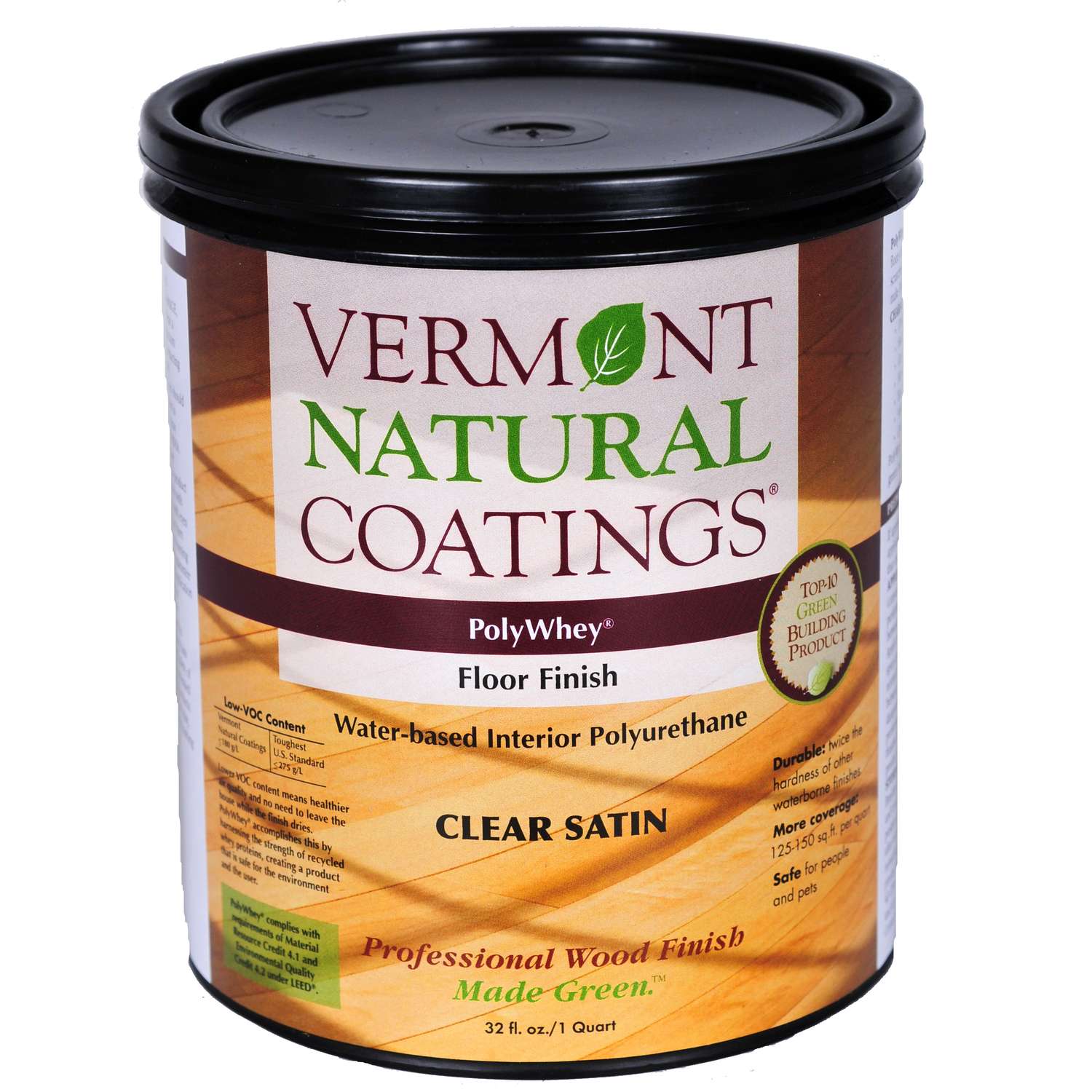 Vermont Natural Coatings PolyWhey Satin Clear Water-Based Floor Finish ...