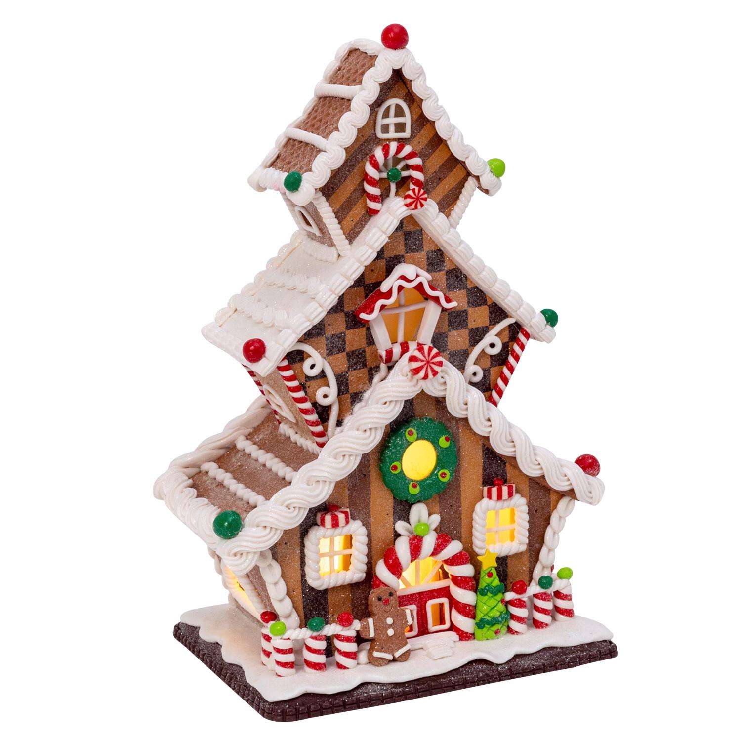 Gerson LED Multicolored Lighted Claydough Gingerbread House Indoor ...