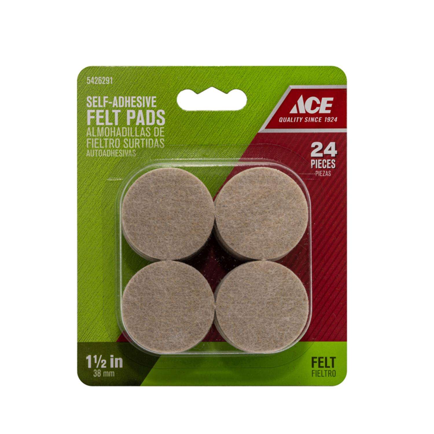 Ace Felt Self Adhesive Protective Pad Brown Round 1-1/2 in. W 24 pk ...