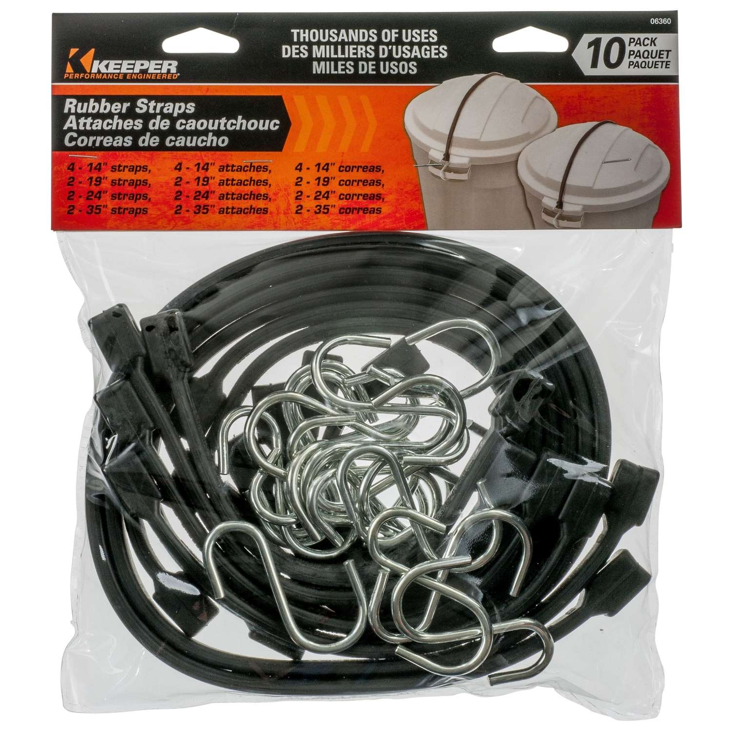 Keeper Performance Engineered Black Rubber Strap Various in. L 10 pk ...