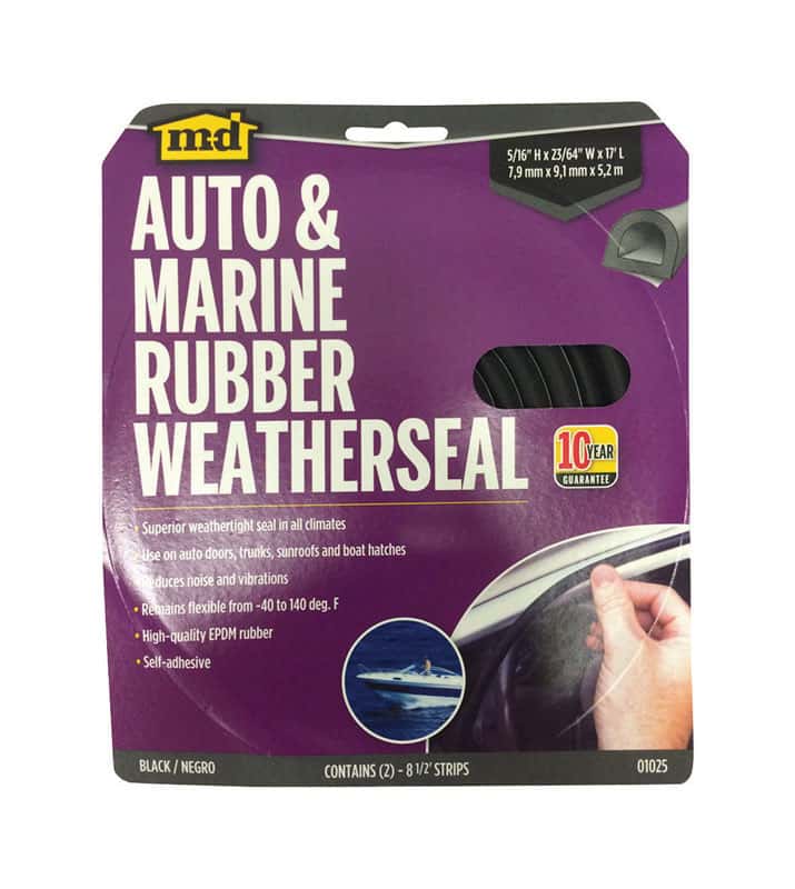 M-D Black Rubber Weatherstrip For Auto and Marine 17 ft. L X 5/16 in ...