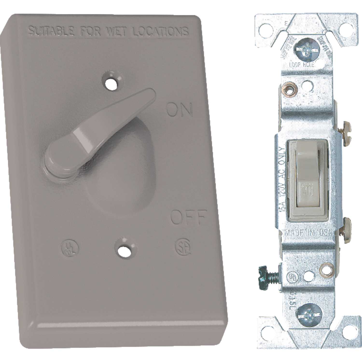 Sigma Electric Rectangle Metal 1 gang Toggle Switch and Cover For Wet ...