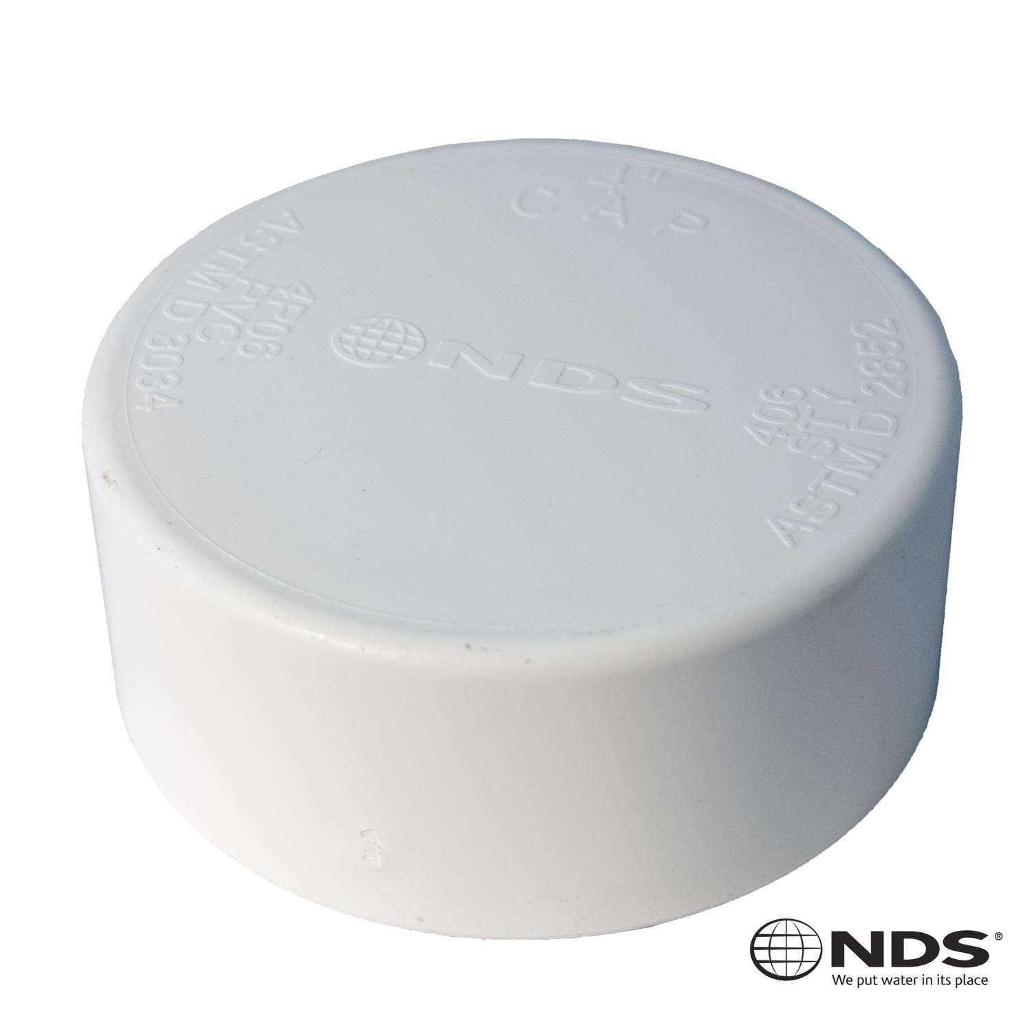 NDS Schedule 35 4 in. Hub each X 4 in. D Hub PVC Drain Cap 1 pk - Ace ...