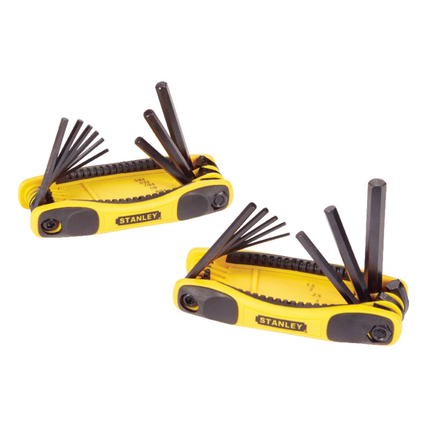 Stanley Multi-Size Metric and SAE Fold-Up Locking Hex Key Set 6.7 in ...