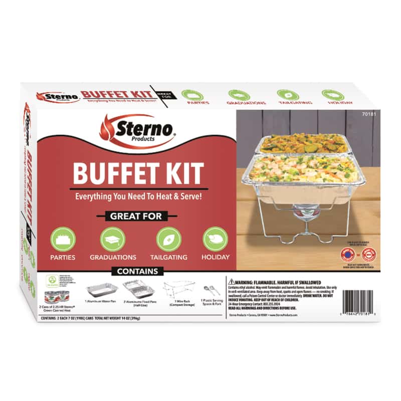 Sterno 20.88 in. W X 3.25 in. L Buffet Set Silver 8 pc - Ace Hardware