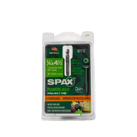 SPAX PowerLags 1/4 in. X 4-1/2 in. L Washer High Corrosion Resistant Steel Lag Screw 12 pk - Ace ...