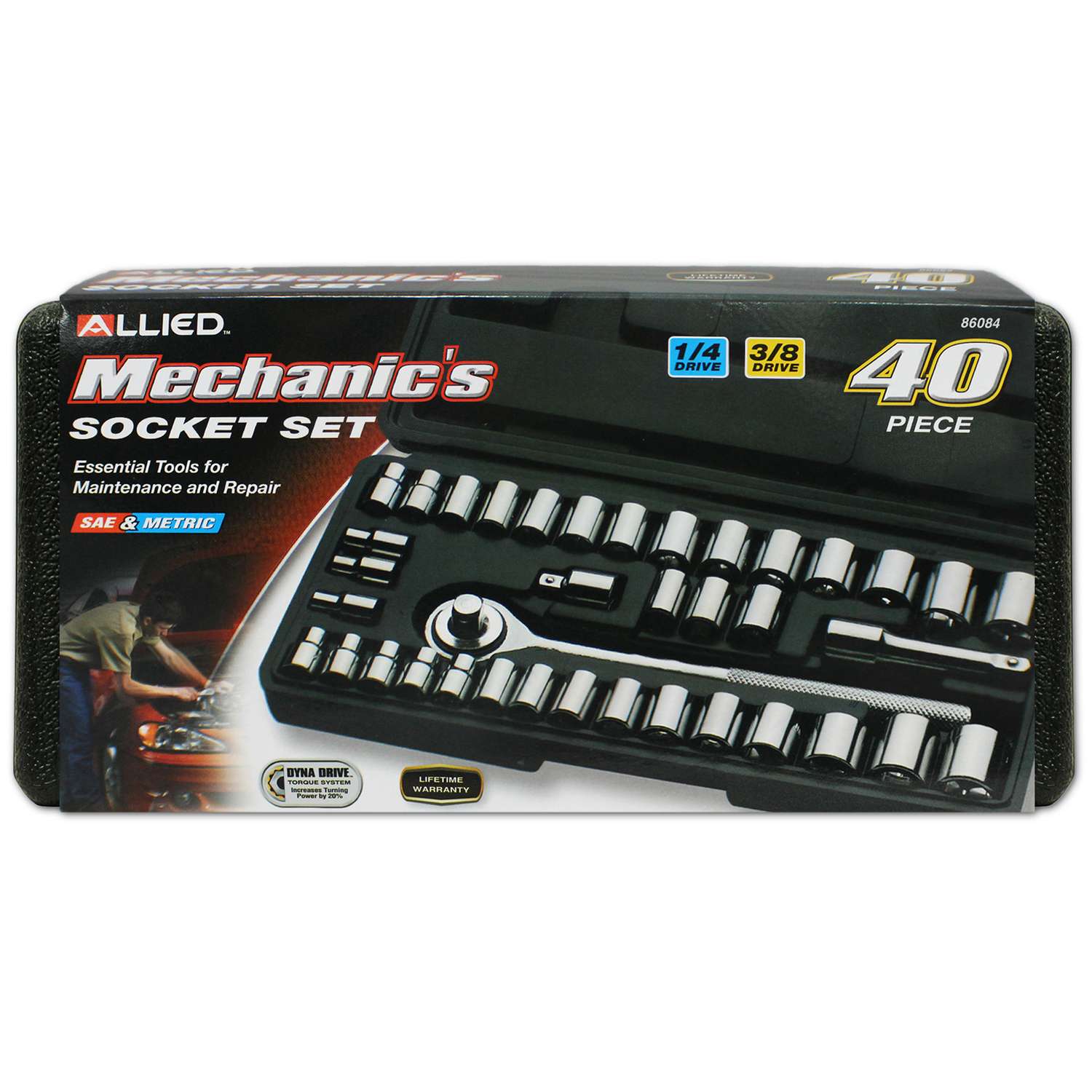 Allied 1/4 and 3/8 in. drive Metric and SAE Socket Set 40 pc - Ace Hardware