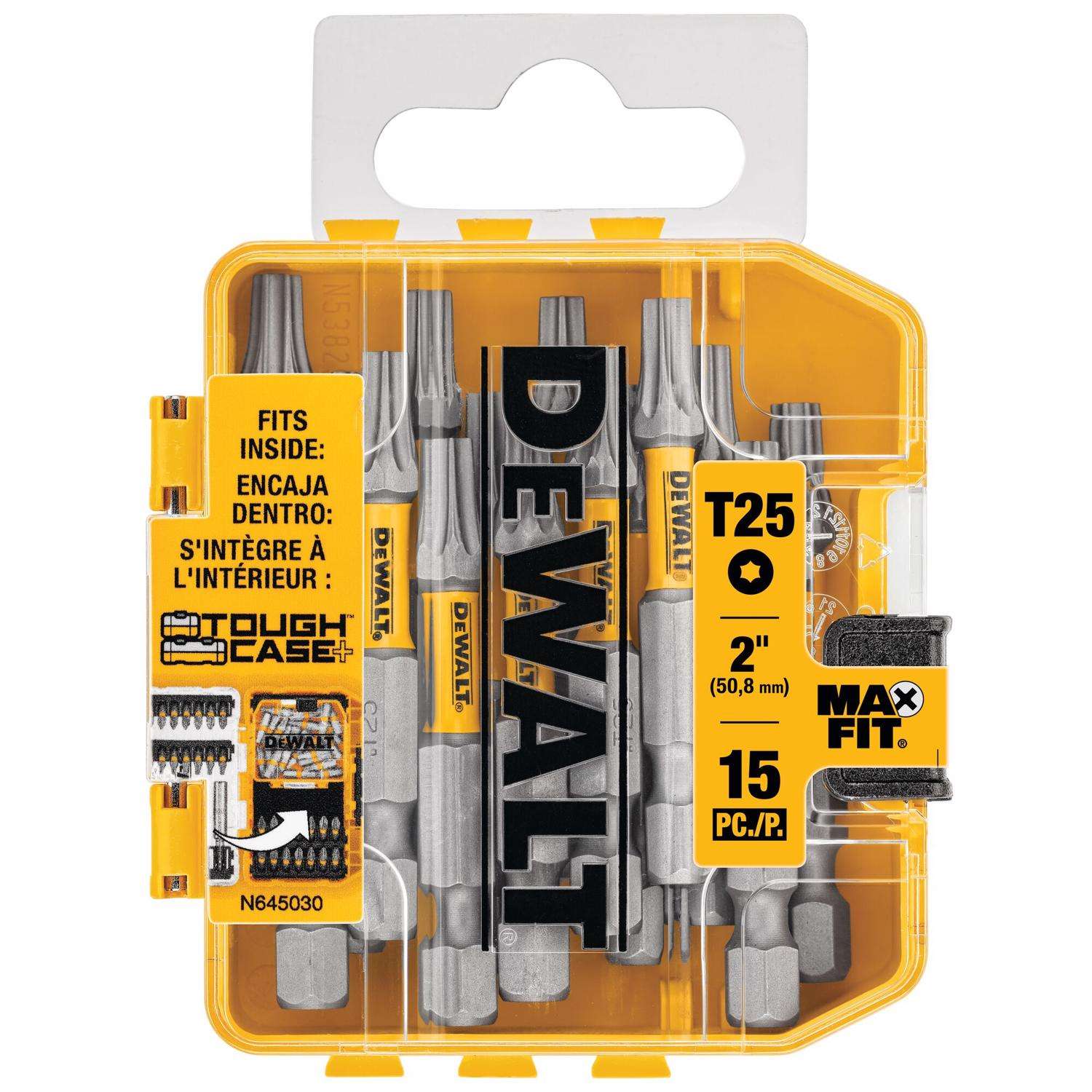 DeWalt Max Fit Torx T-25 X 2 in. L Screwdriver Bit Set S2 Tool Steel 15 ...