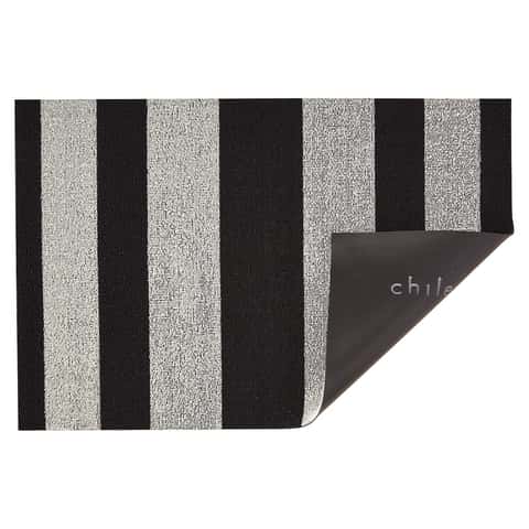 Chilewich 36 in. W X 60 in. L Black/White Bold Stripe Vinyl Floor Mat ...