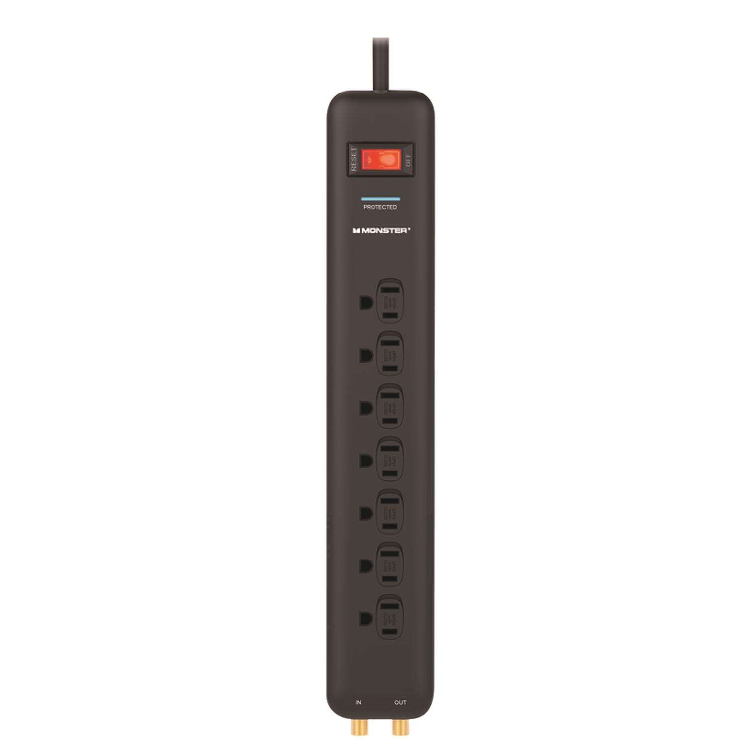 Monster Just Power It Up 6 ft. L 7 outlets Surge Protector Black 1080 J ...