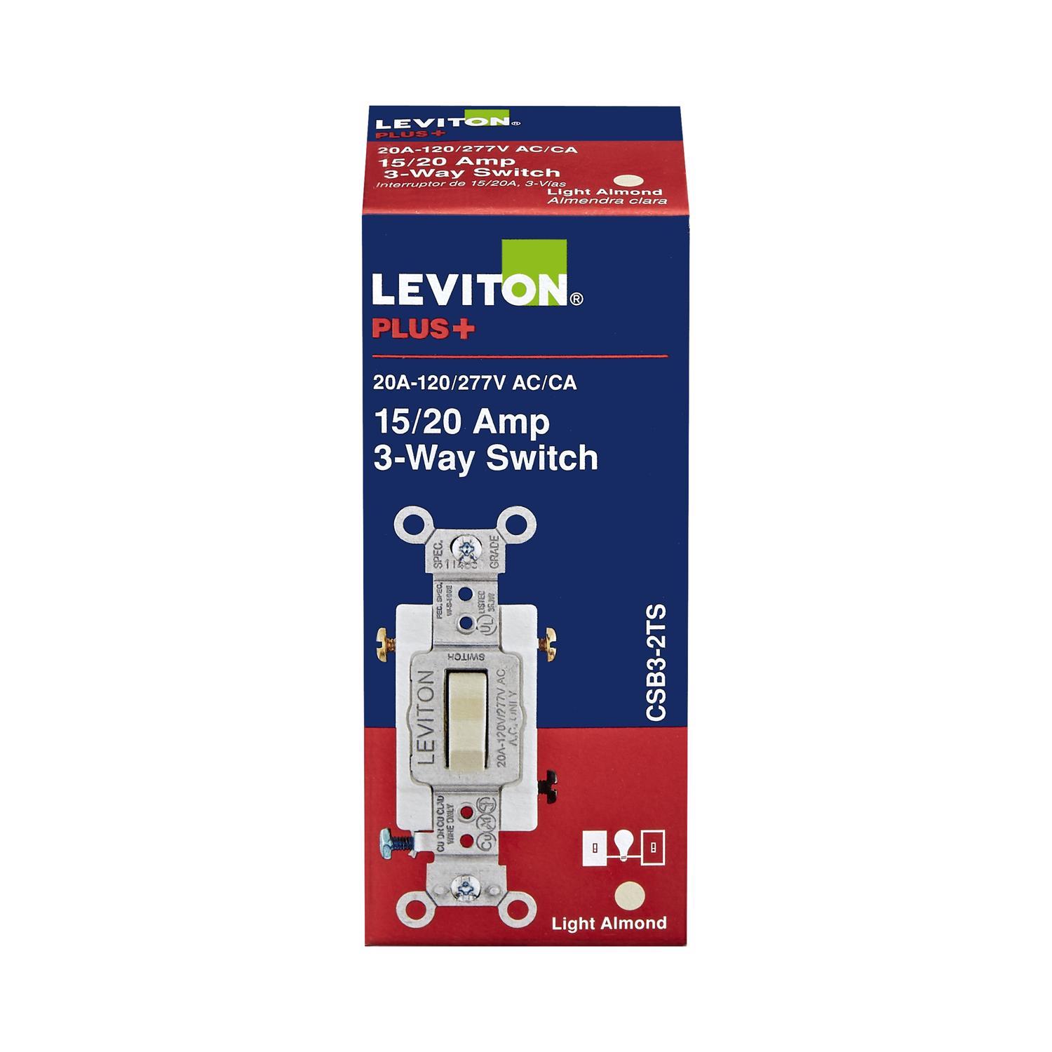 Leviton 20 amps 3-Way Toggle AC Quiet Switch Light Almond 1 pk - Ace ...