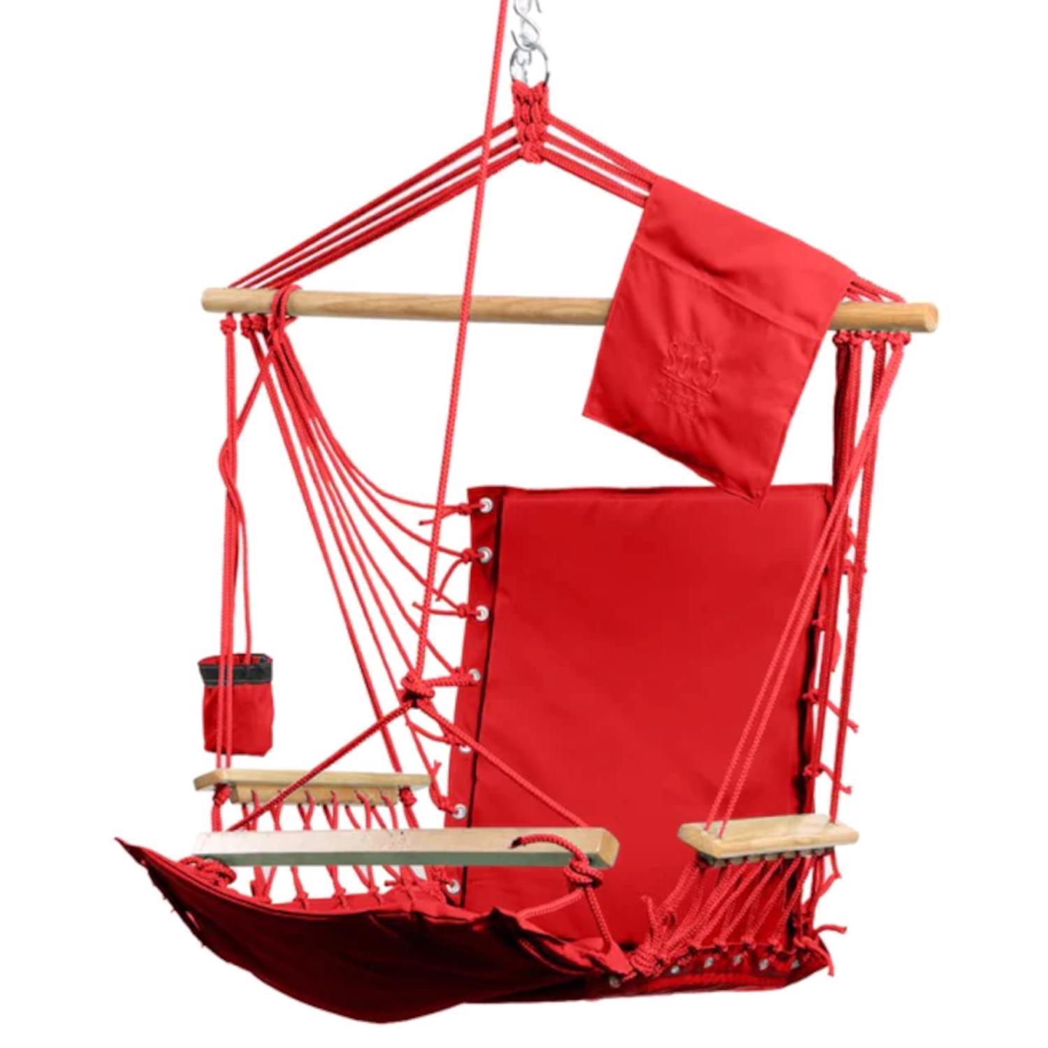 SoCo Swings Savannah Classic 1 Person Red Wood Hanging Porch Swing Red ...