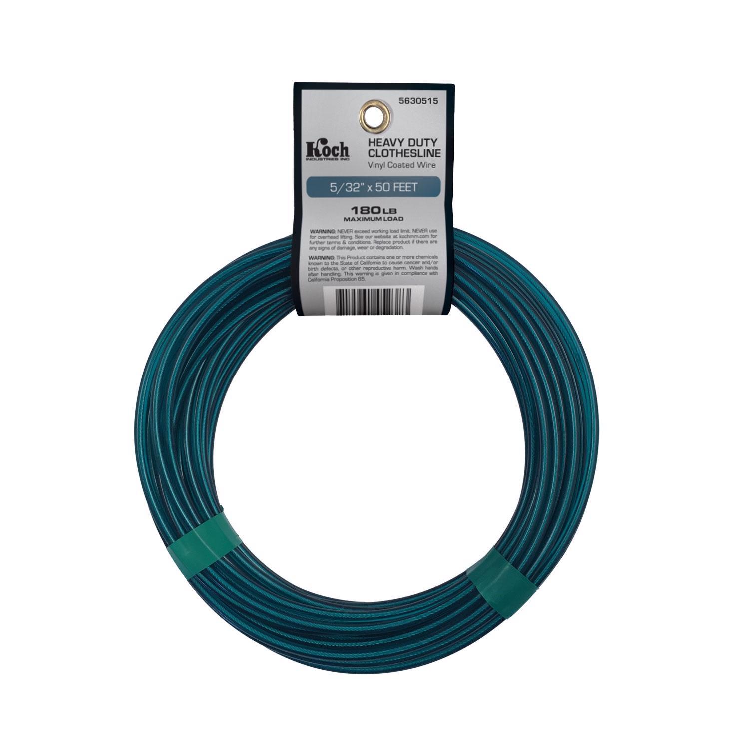Koch 5/32 in. D X 50 ft. L Green Cabled Wire Vinyl Clothesline Wire ...