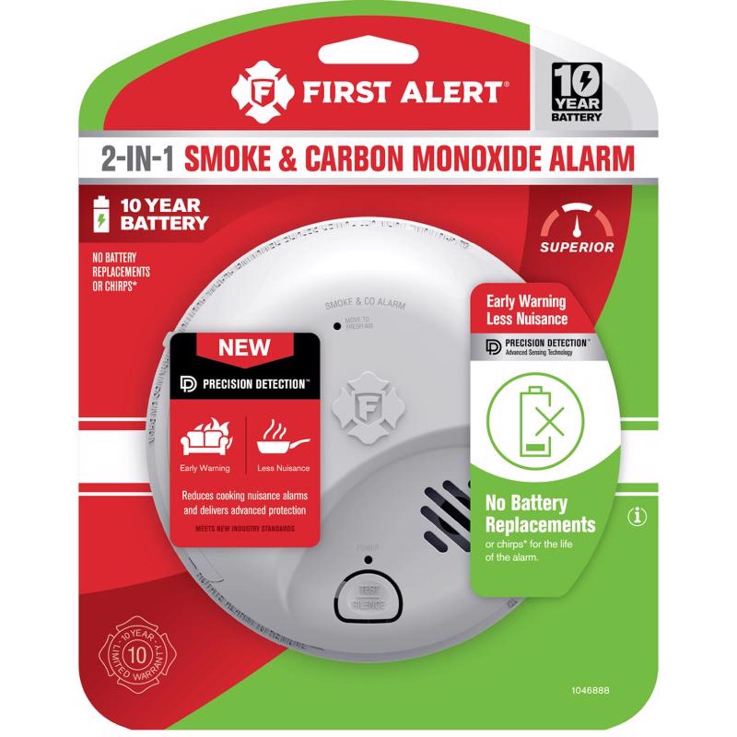 First Alert 10 Year Battery-Powered Ionization Smoke and Carbon ...