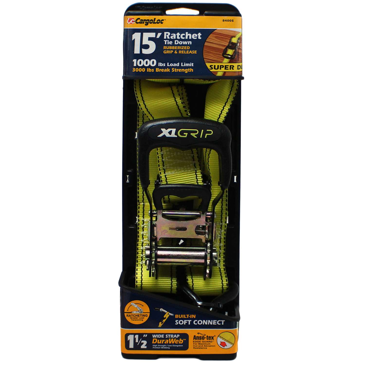 CargoLoc 1-1/2 in. W X 15 ft. L Yellow Tie Down w/Ratchet 1000 lb 1 pk ...