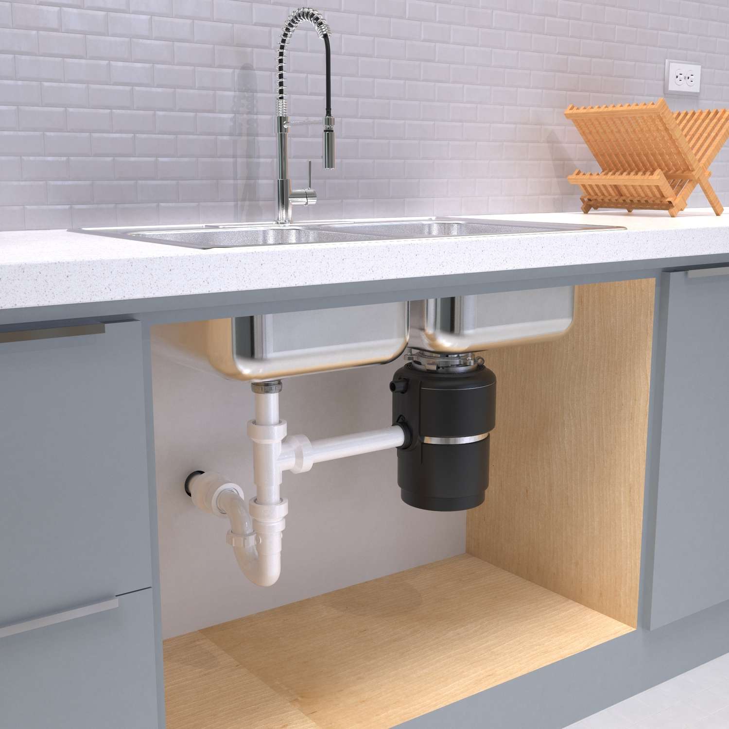 P Trap Bathroom Sink QruiLanTu Double Sink Drain Kit Flexible 1 1/2 ...