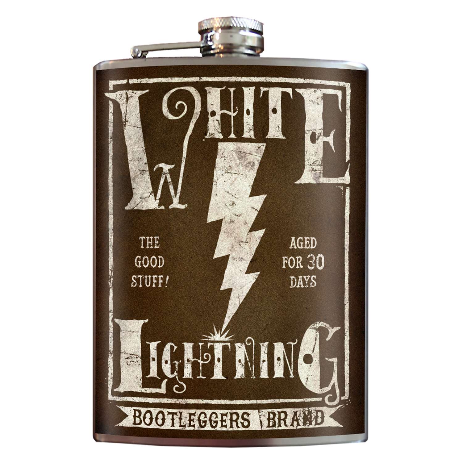 Trixie & Milo White Lightning 8 oz Green/White Stainless Steel Flask ...