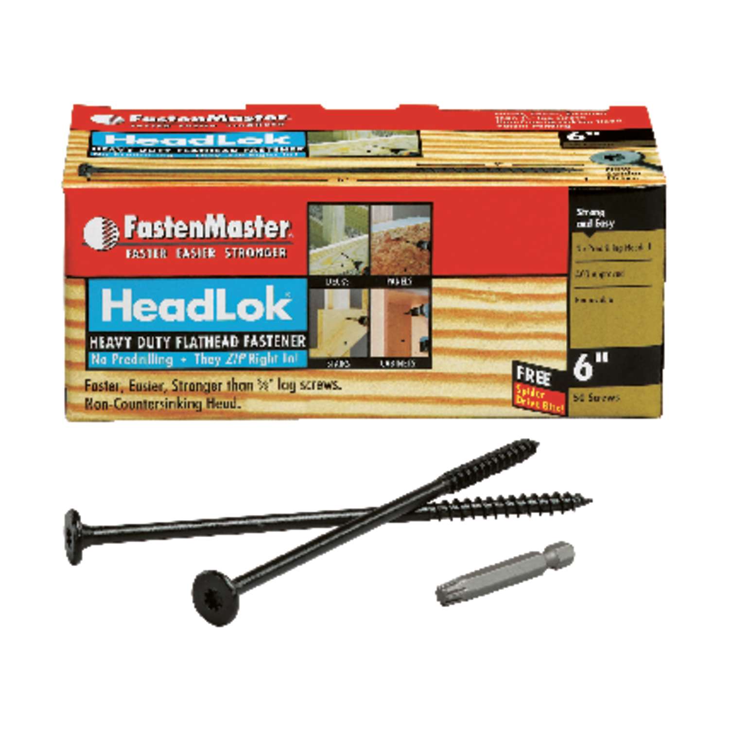 FastenMaster HeadLok 6 in. L Black Spider Flat Head Deck Screws 50 pk ...