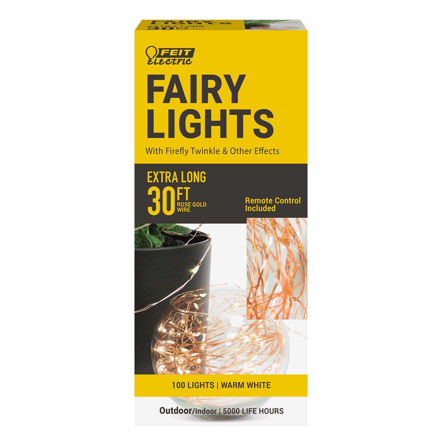 Feit Electric LED Fairy String Lights Warm White 30 ft. 100 lights ...